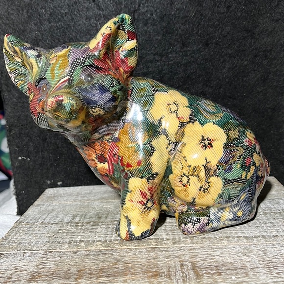 unknown | Accents | Vintage Porcelain Floral Patchwork Pig Figurine 6 2 ...